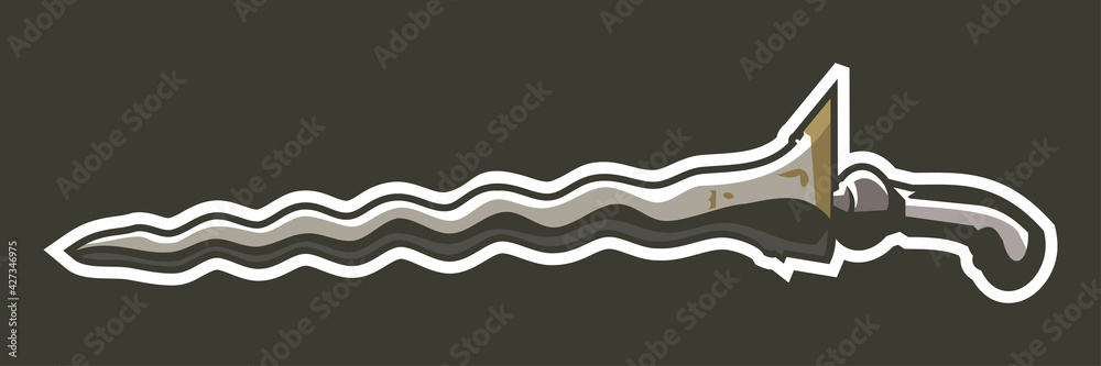 Traditional Javanese Dagger Kris or keris vector illustration. simple ...
