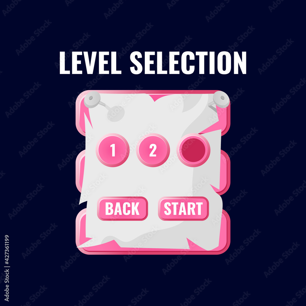 pinky paper game ui level selection interface. perfect for 2d games ...