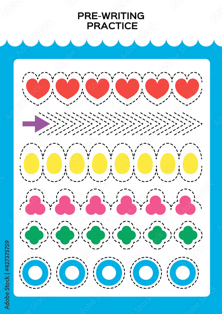 Shapes. Tracing practice for kids. Pre-writing worksheet for little ...