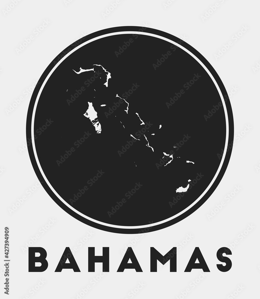 Bahamas icon. Round logo with country map and title. Stylish Bahamas ...
