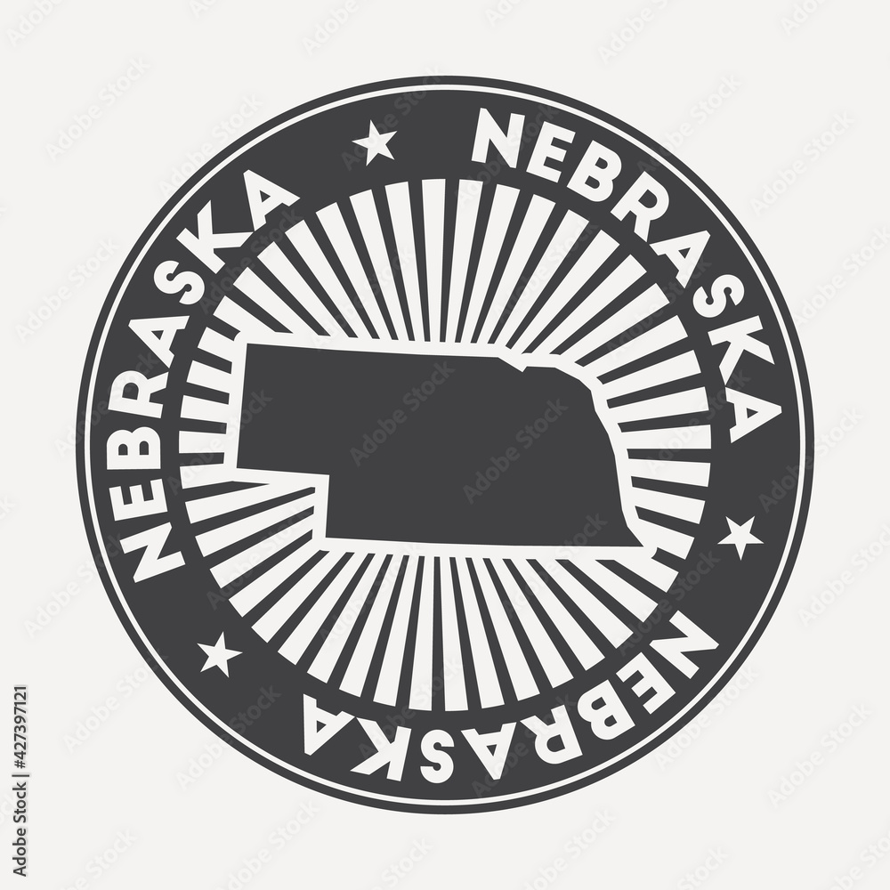 Nebraska round logo. Vintage travel badge with the circular name and ...