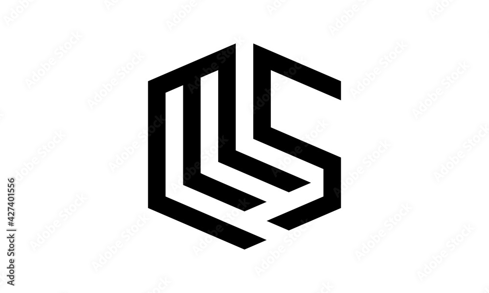 MS cube letter logo Stock Vektörü | Adobe Stock