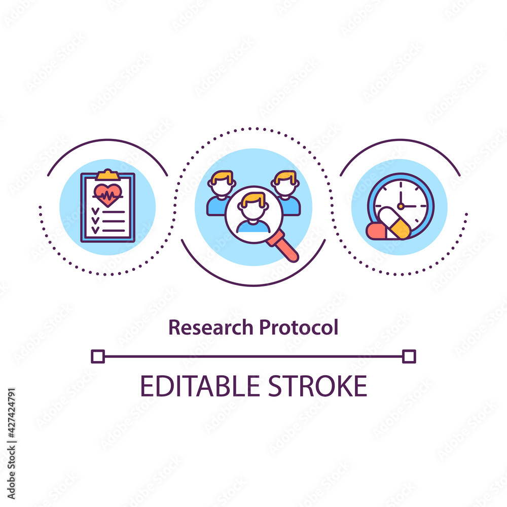 Research protocol concept icon. Document for research study idea thin ...