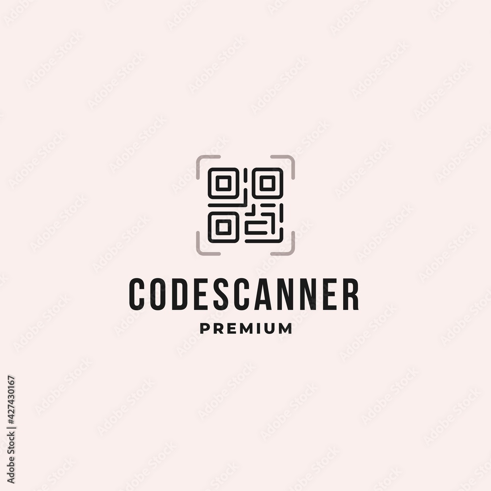 code scanner logo concept with qr code and scanning Stock Vector ...