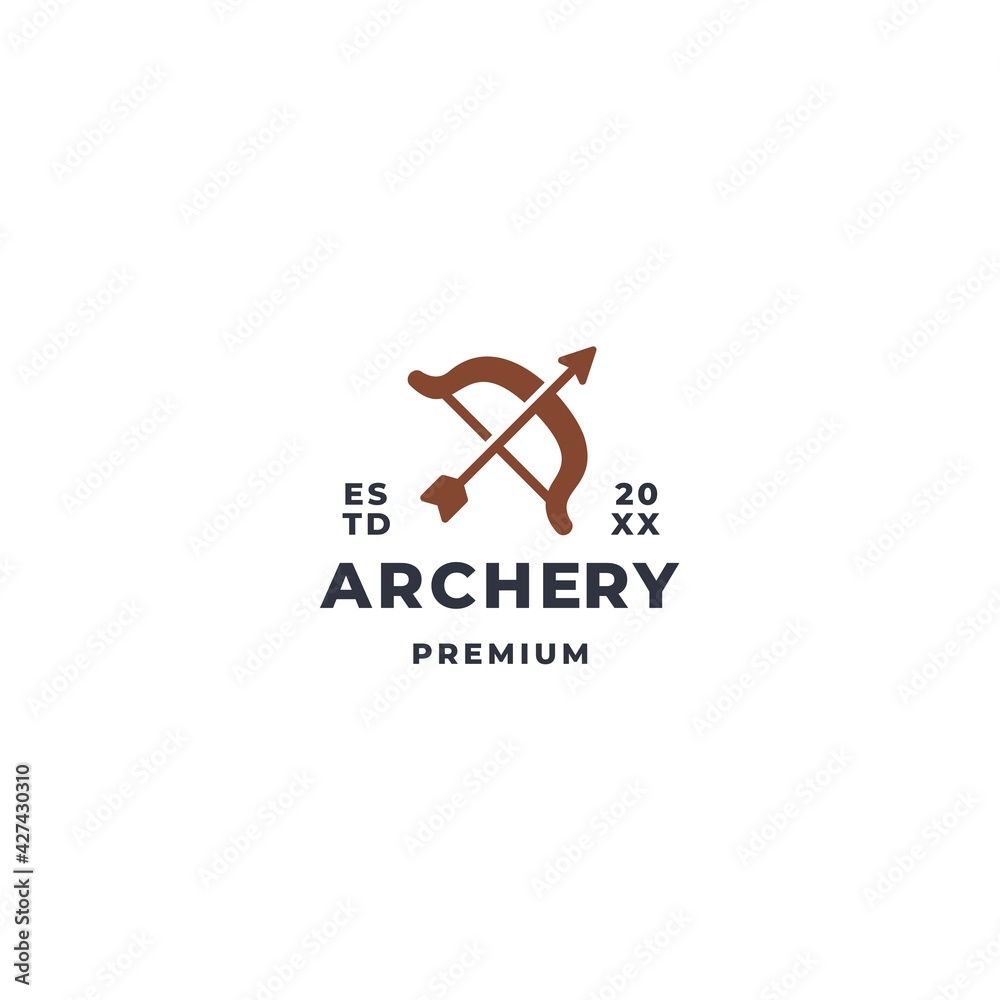 archery logo concept with longbow and arrow symbol Stock Vector | Adobe ...