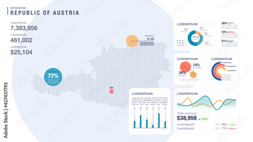 Detail infographic vector illustration. Map of Austria and Infographic ...