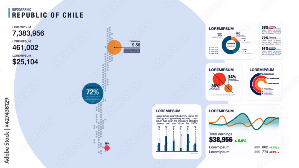 Detail infographic vector illustration. Map of Chile and Infographic ...