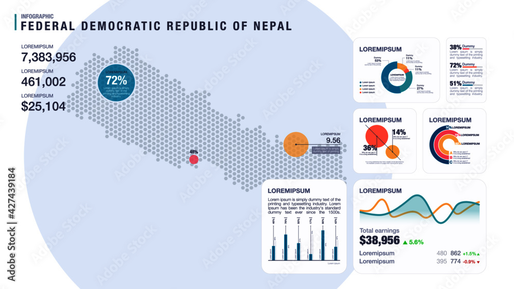 Detail infographic vector illustration. Map of Nepal and Infographic ...
