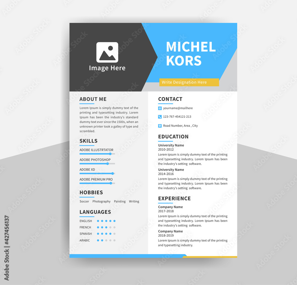 Curriculum Vitae template, Professional and minimal CV, Resume Job ...
