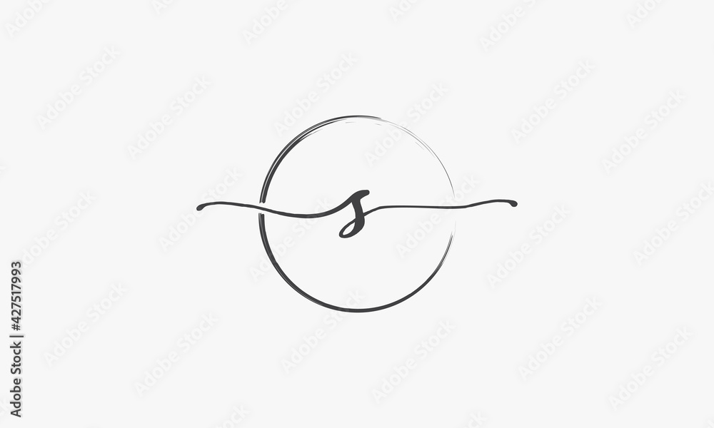 S handwritten logo with circle paint brush design vector. Stock Vector ...