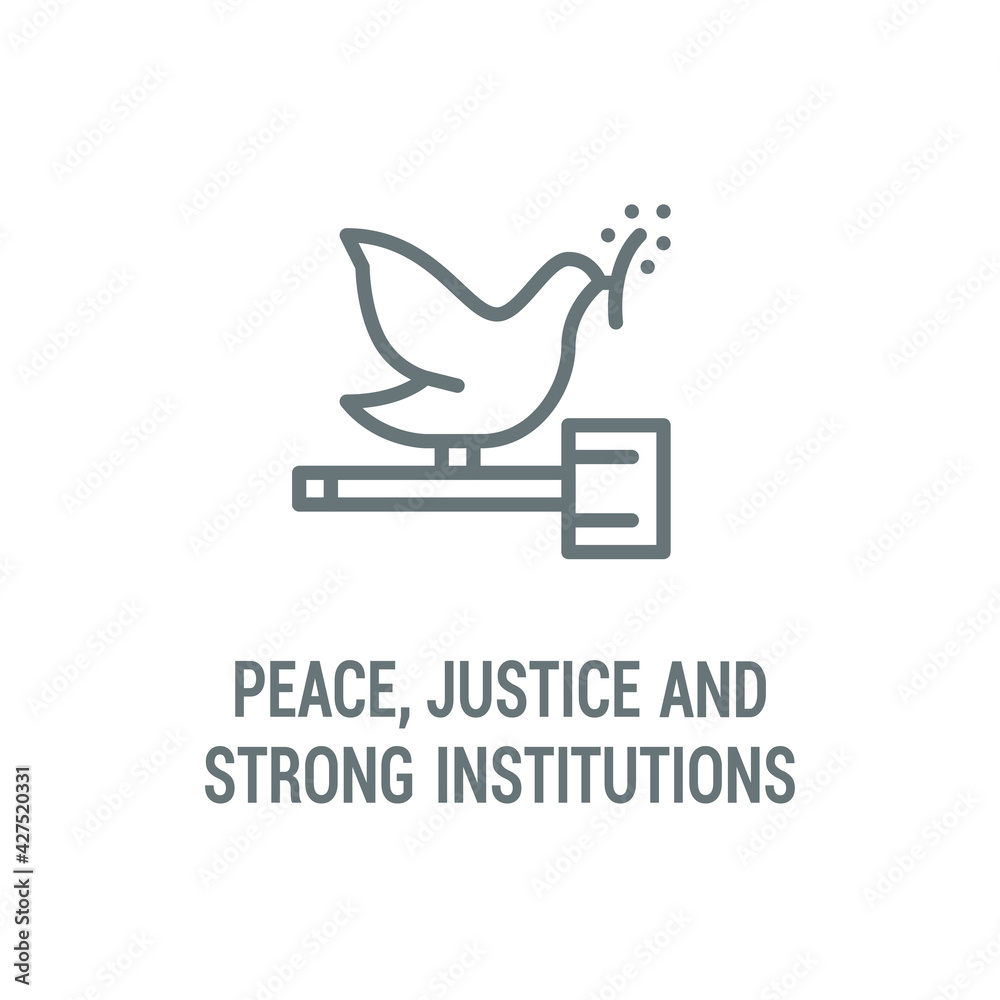 Peace, justice and strong institutions black icon. Corporate social ...