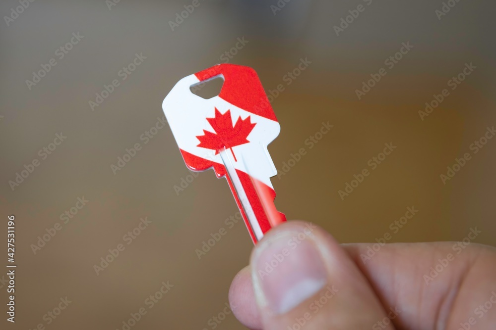 The home key with the Canadian Maple Leaf and the Canadian Flag Colors ...