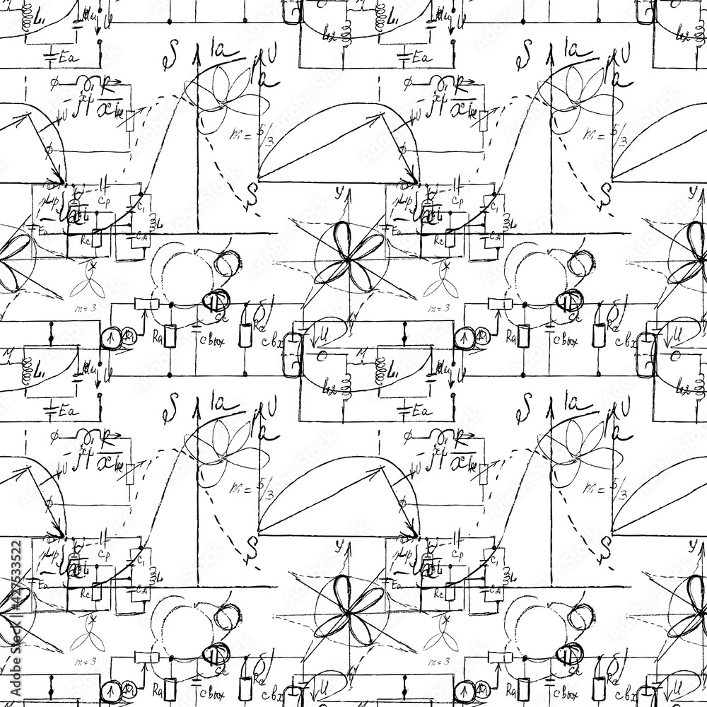 Mathematical seamless texture with handwritten math, algebra and ...