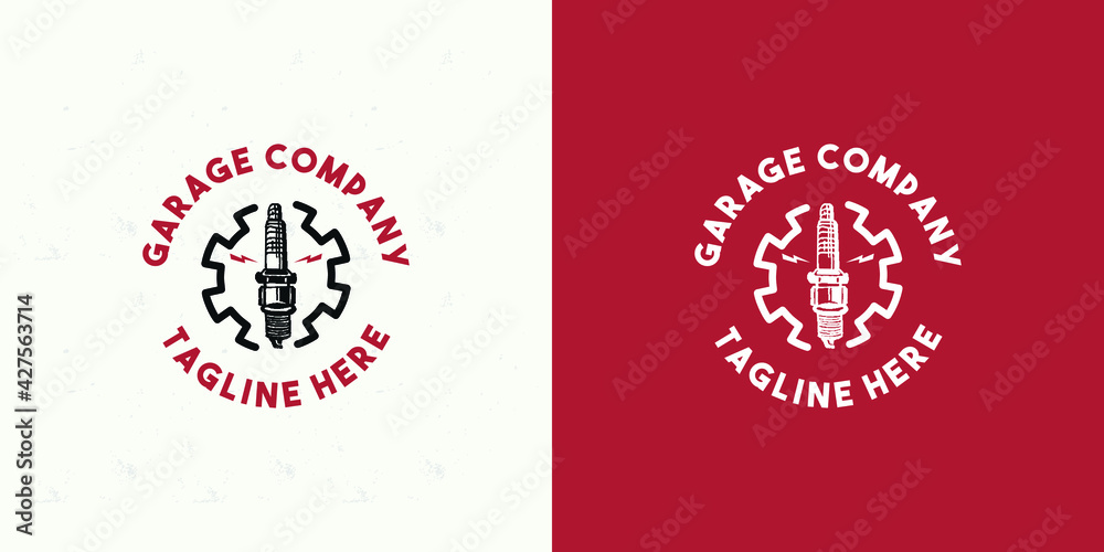 vintage retro garage logo design concept Stock Vector | Adobe Stock