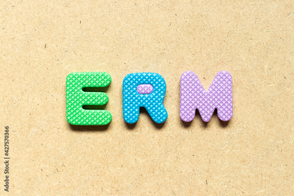 Foam alphabet letter in word ERM (Abbreviation of Enterprise risk ...