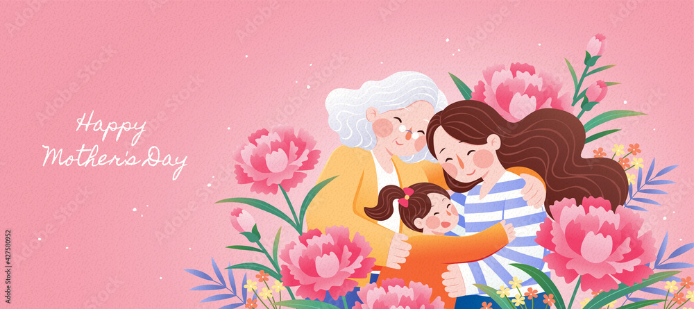 Generations gather on mother's day Stock Vector | Adobe Stock