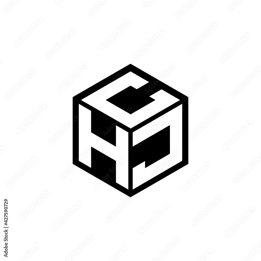 HJC letter logo design with white background in illustrator, cube logo ...