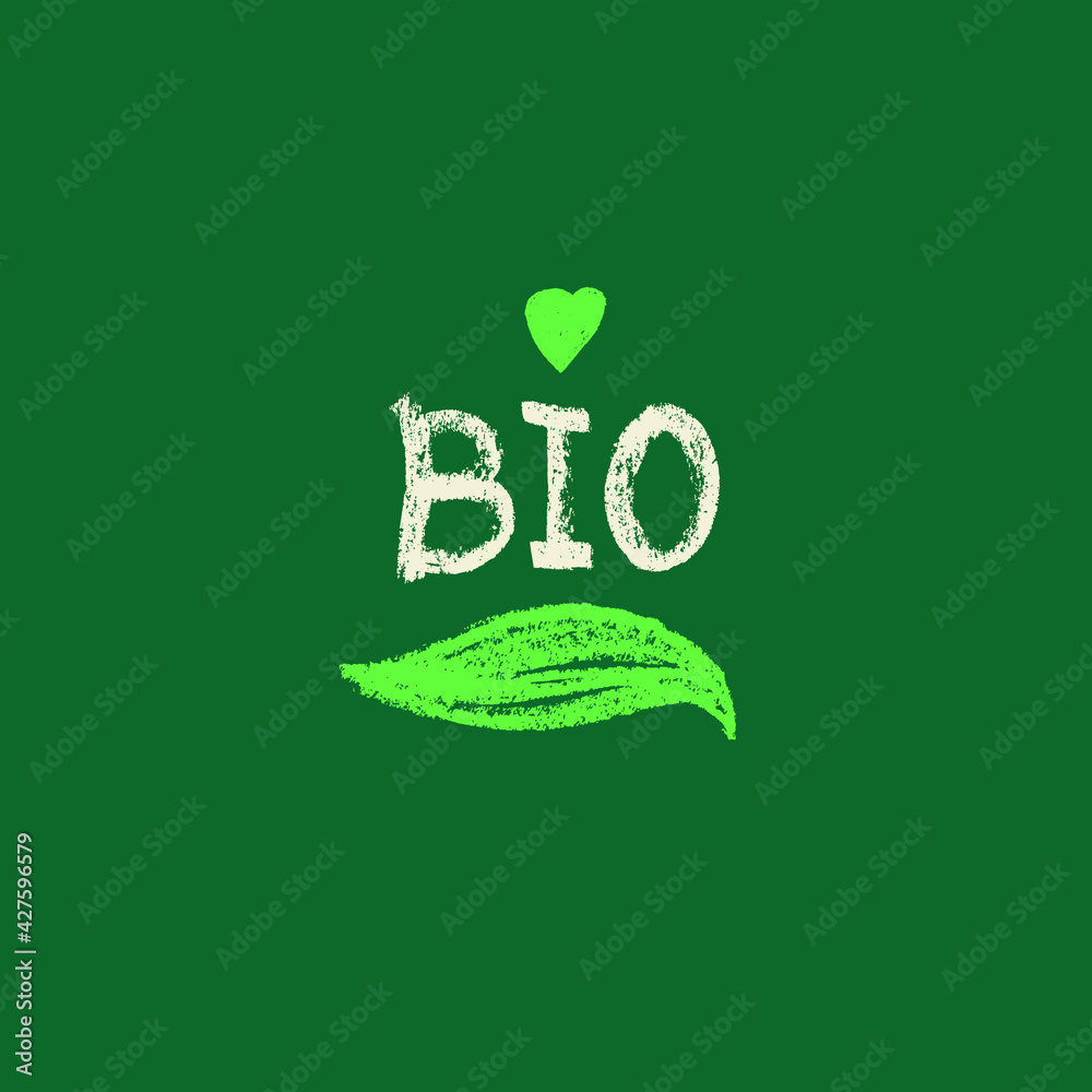 Vector bio symbol in trendy hand-drawn style. Microgreens sign, eco ...