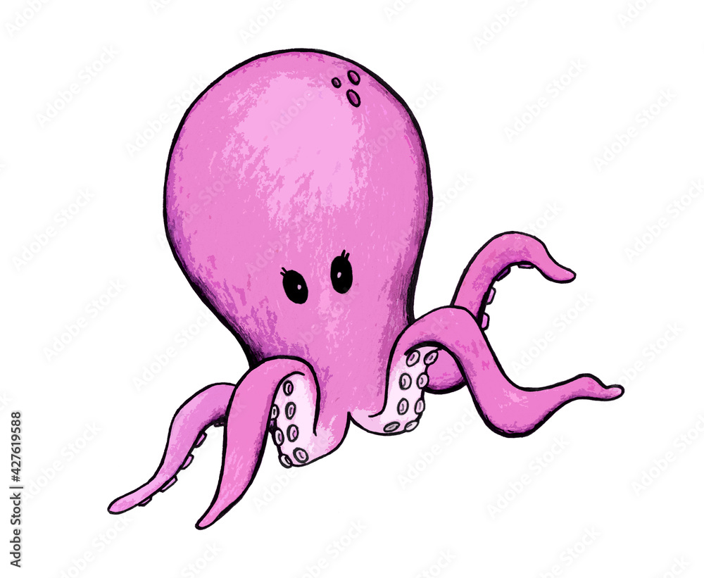 Ilustración de un pulpo rosa. Dibujo infantil Stock Illustration ...