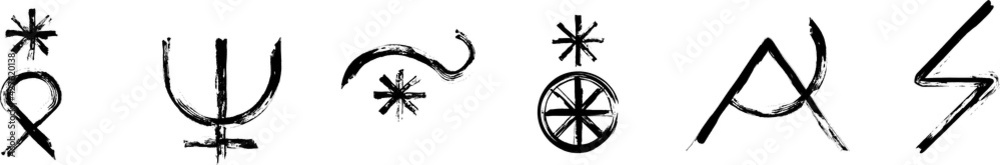 Symbols for Greek Mythology signs. Set of the ancient glyphs ...