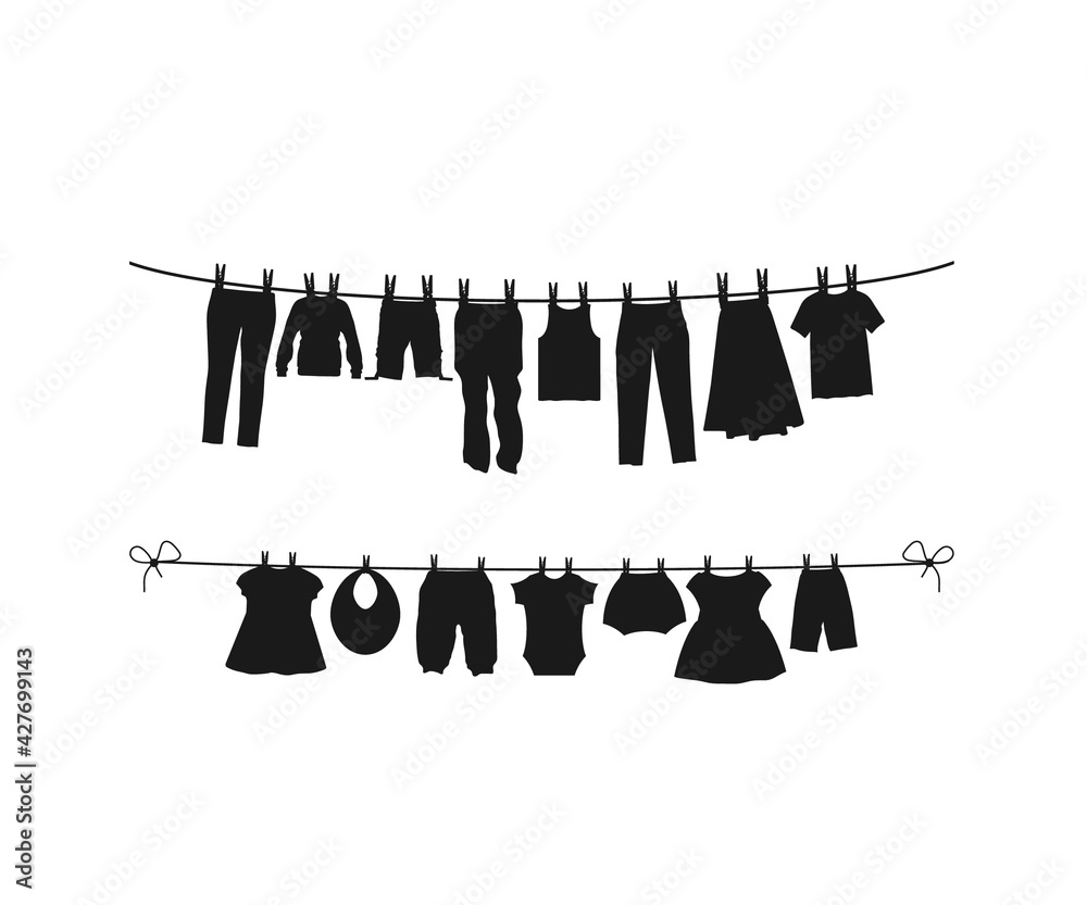 Vector de Stock Clothesline silhouette, Clothesline SVG, Line of ...