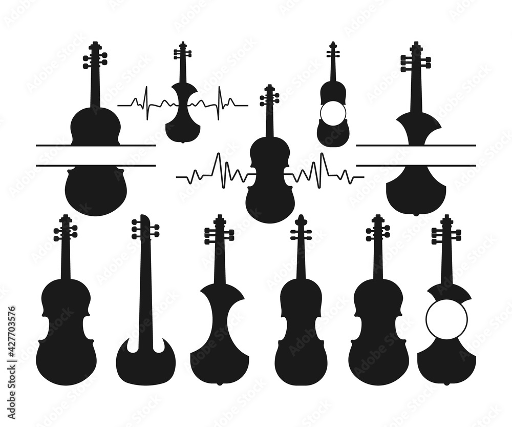 เวกเตอร์ Stock Violin SVG Bundle, Violinist SVG, Heartbeat Violin File ...