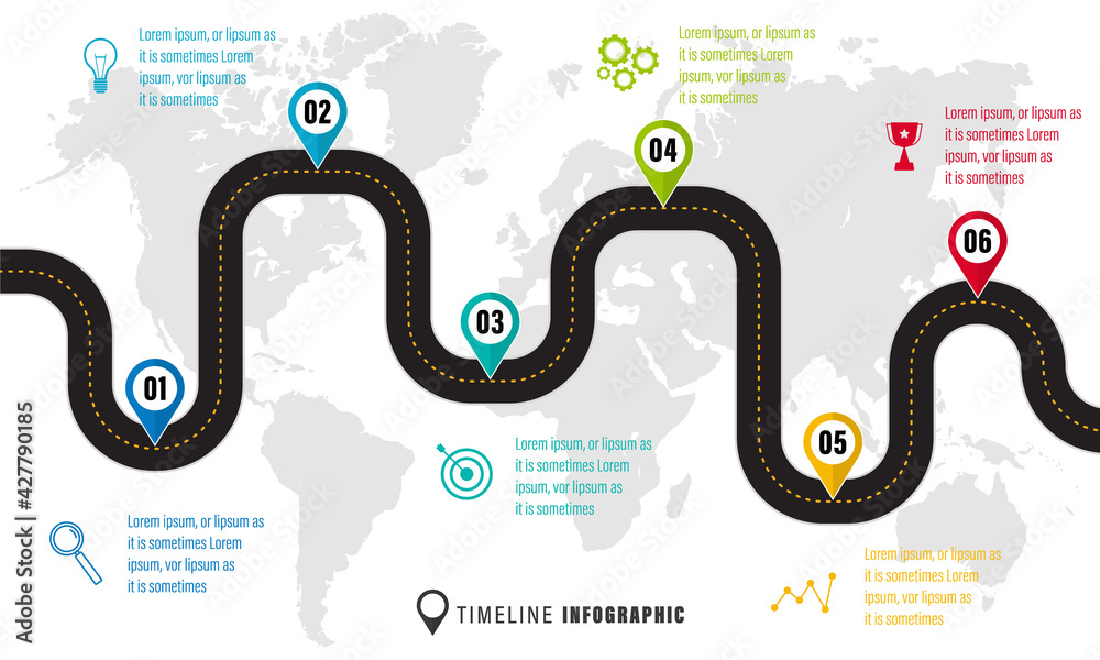 Vetor Project Timeline Infographics with 6 options, 6 years recap ...