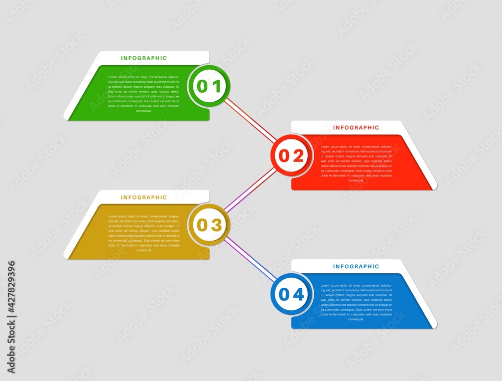 Colorful 4 Steps Infographic with Zig-Zag Concept. Can Be Used For ...
