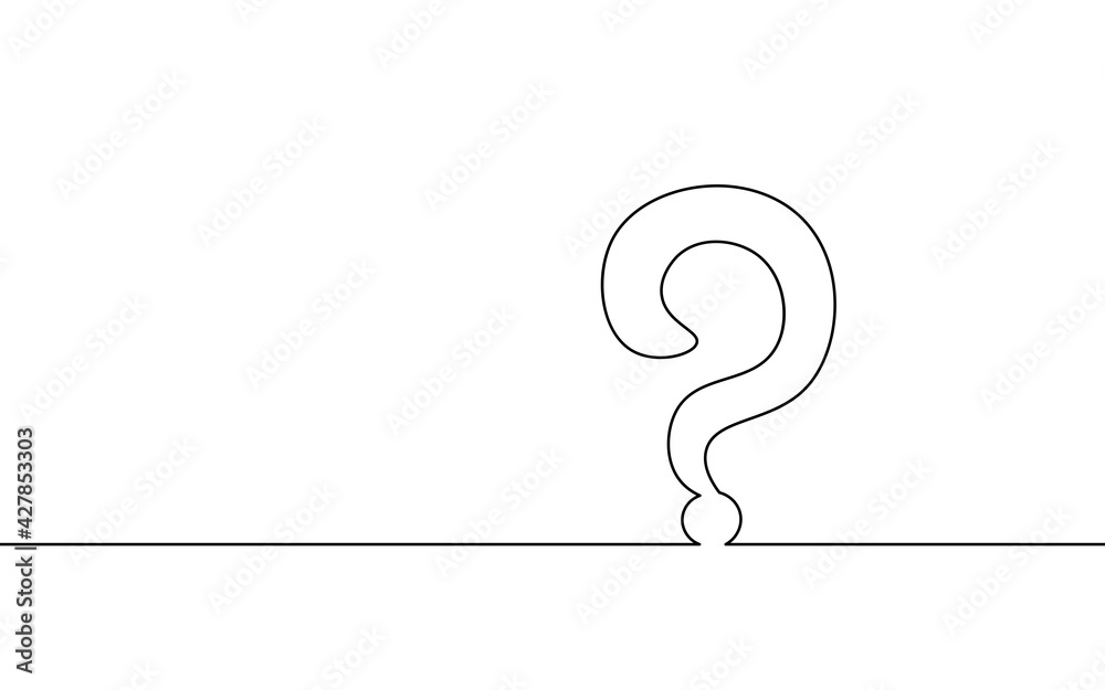 Single continuous line art question mark icon. Online ask test query ...