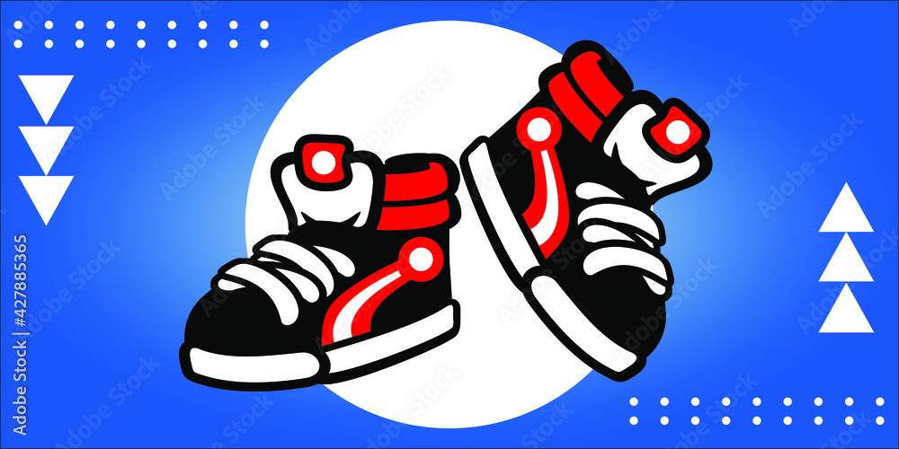 cartoon style shoe vector design isolated on modern blue background ...