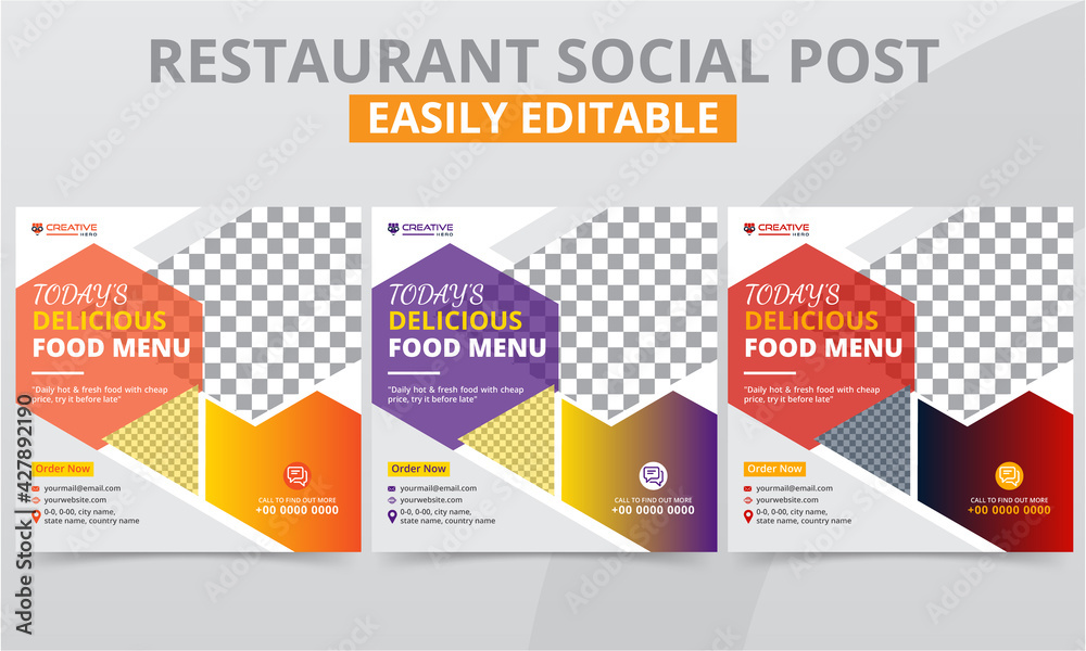 Professional restaurant social media marketing campaigns template for ...