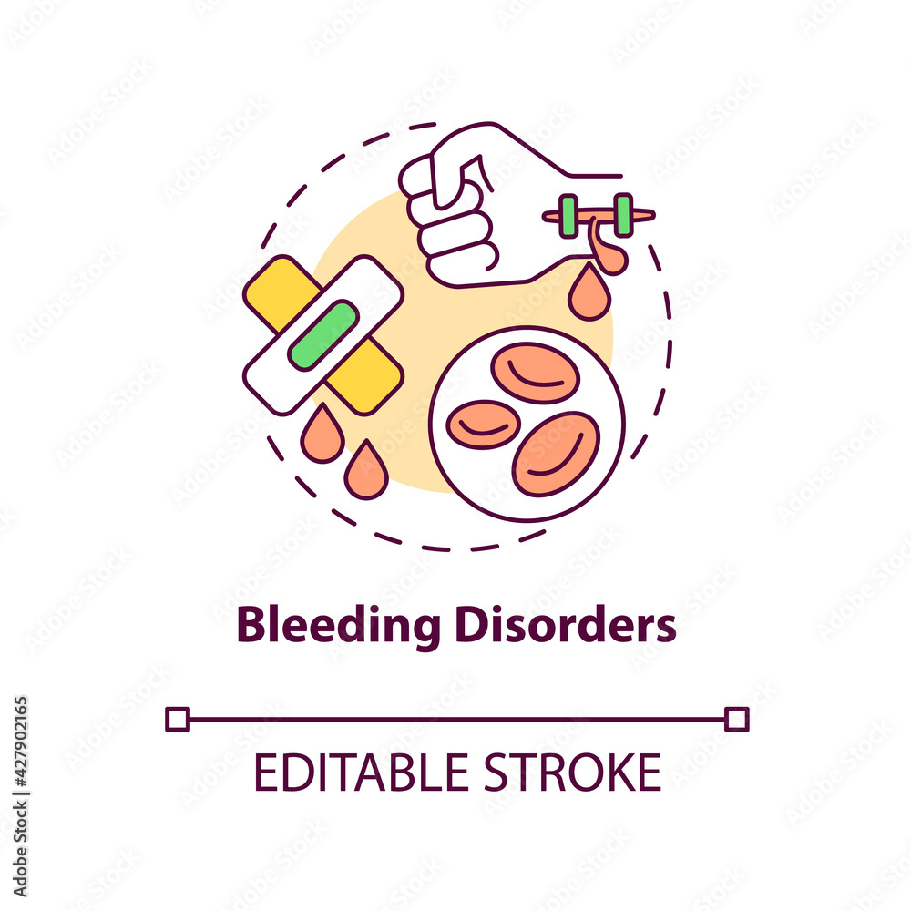 Bleeding disorders concept icon. Liver failure outcome idea thin line ...