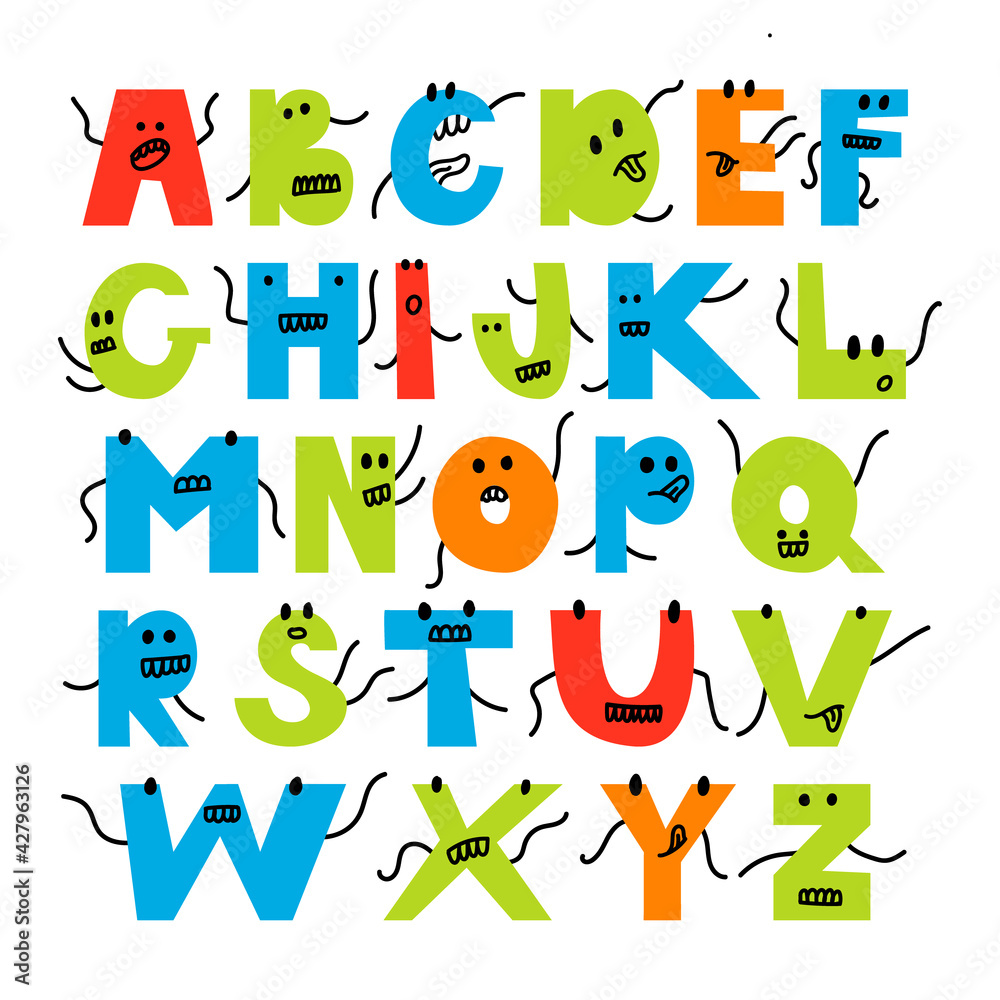 English alphabet. Vector set of letters. Hand-drawn characters from ...