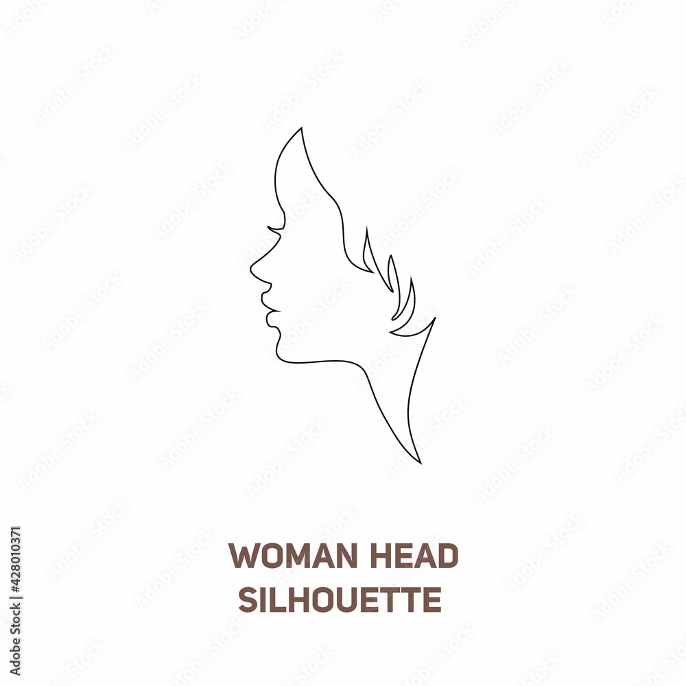 Woman head line silhouette, hand drawing female head. Minimalist woman ...