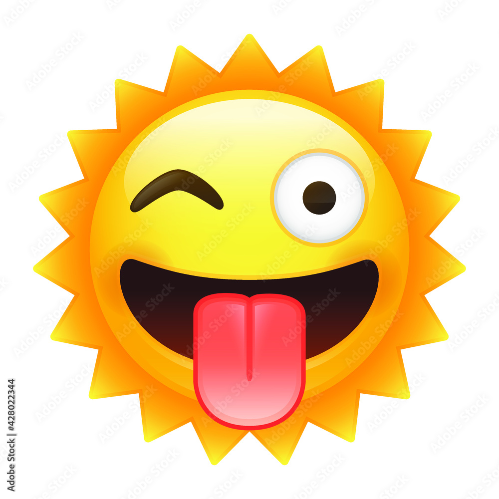 Crazy Sun Emoji Vector Illustration. Emoticon Cartoon Clip Art Symbol ...