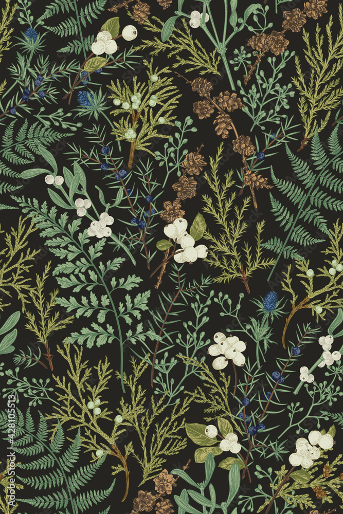 Botanical seamless pattern. Vintage. Stock Vector | Adobe Stock