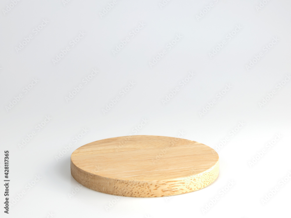 Round wooden product stand, Wooden Texture isolated on white background ...