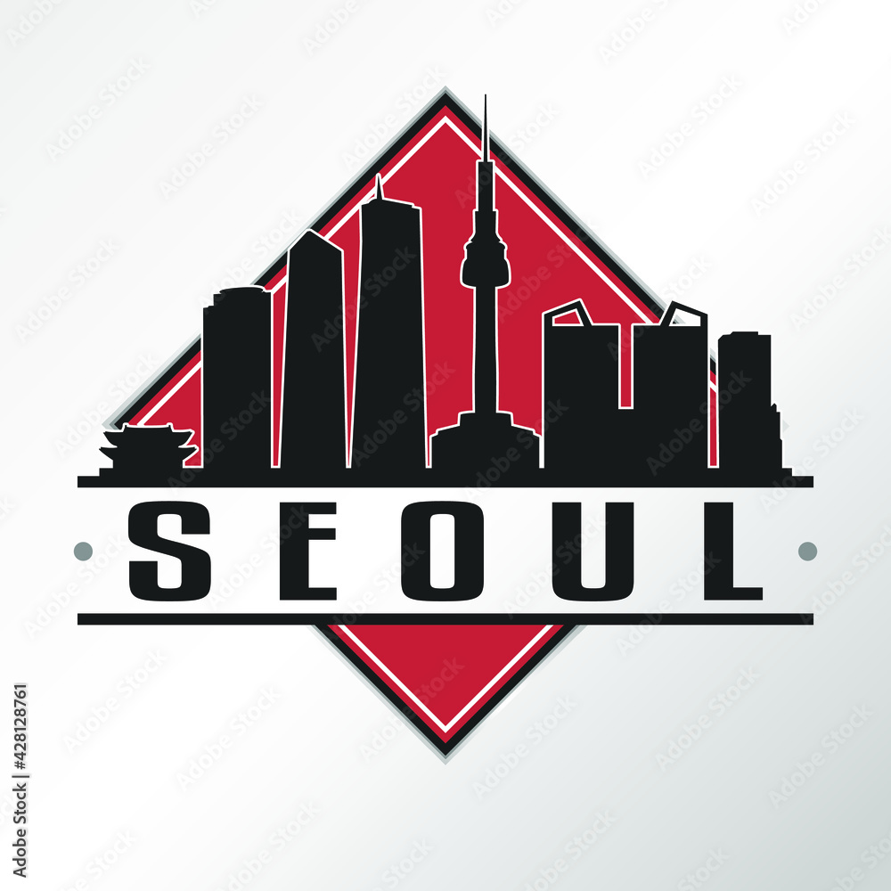 Стоковий вектор Seoul South Korea Skyline Logo. Adventure Landscape Design. Vector Illustration ...