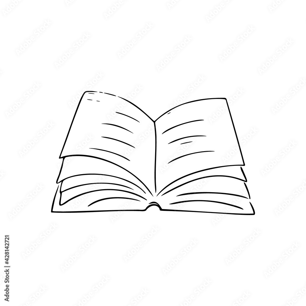 Hand-drawn book. Simple logo design for education, learning, reading ...