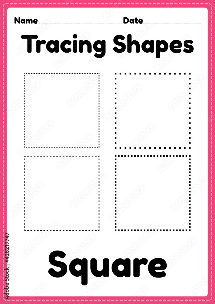 Tracing square shapes worksheet for kindergarten and preschool kids for ...