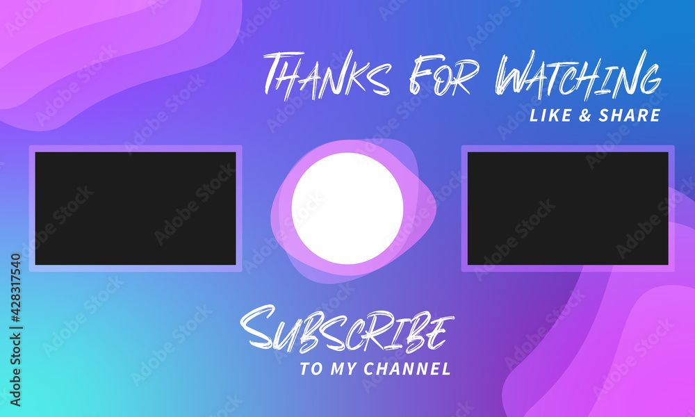 Vetor Youtube End Screen Minimalist Purple End Screen Template. Channel ...