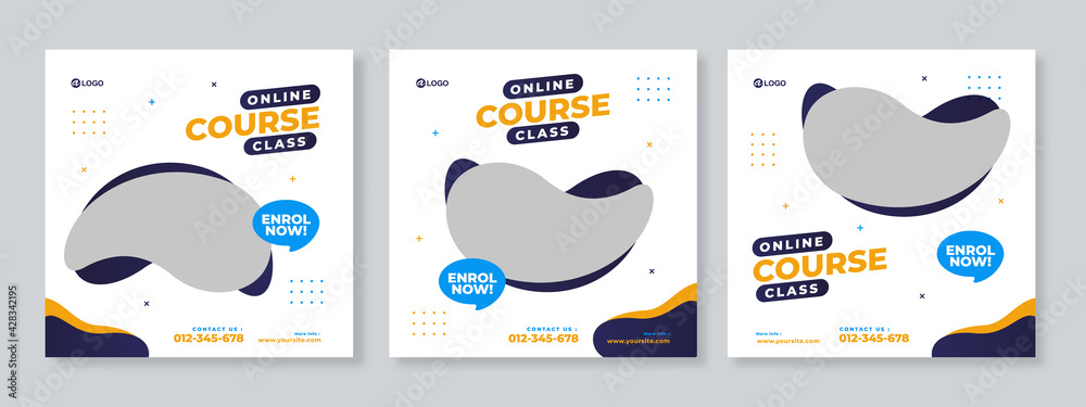 Online course class social media post template design vector Stock ...