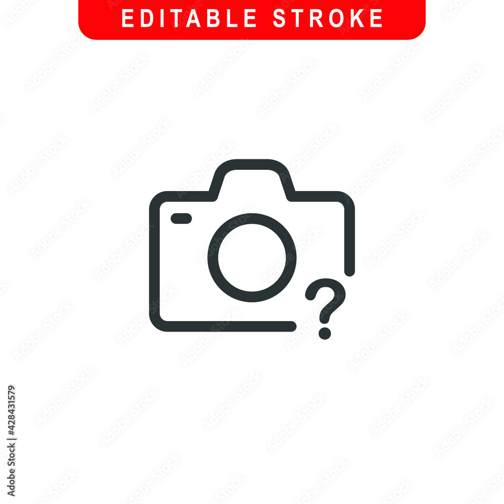 Camera With Question Mark Outline Icon. Camera With Question Mark Line ...
