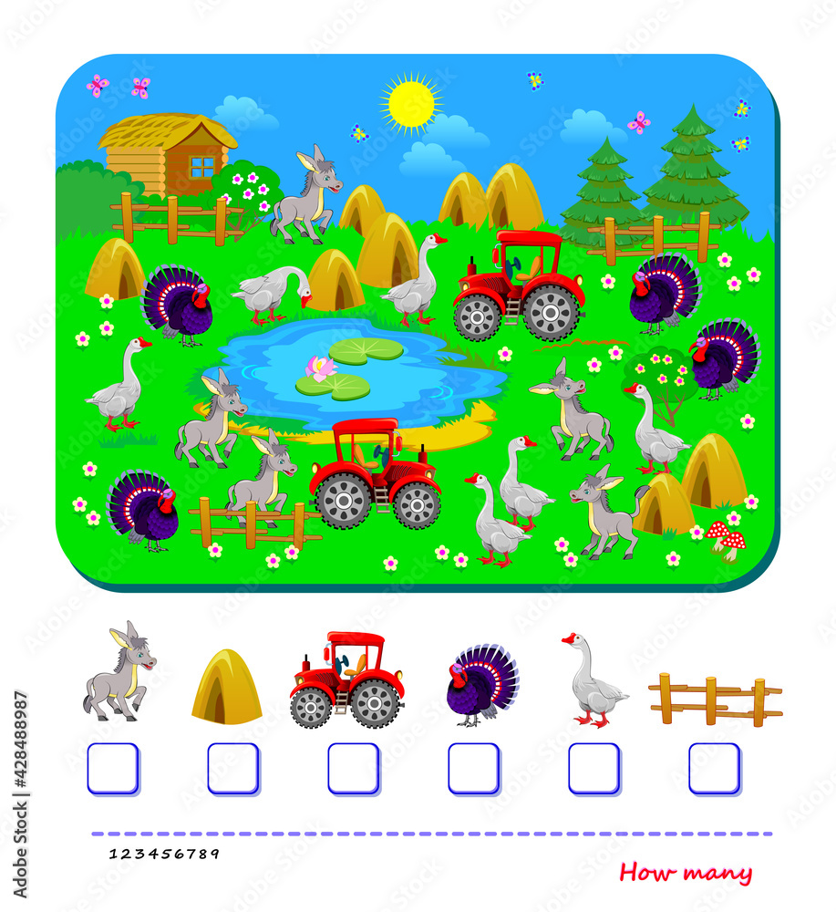 เวกเตอร์ Stock Math education for children. How many images can you ...