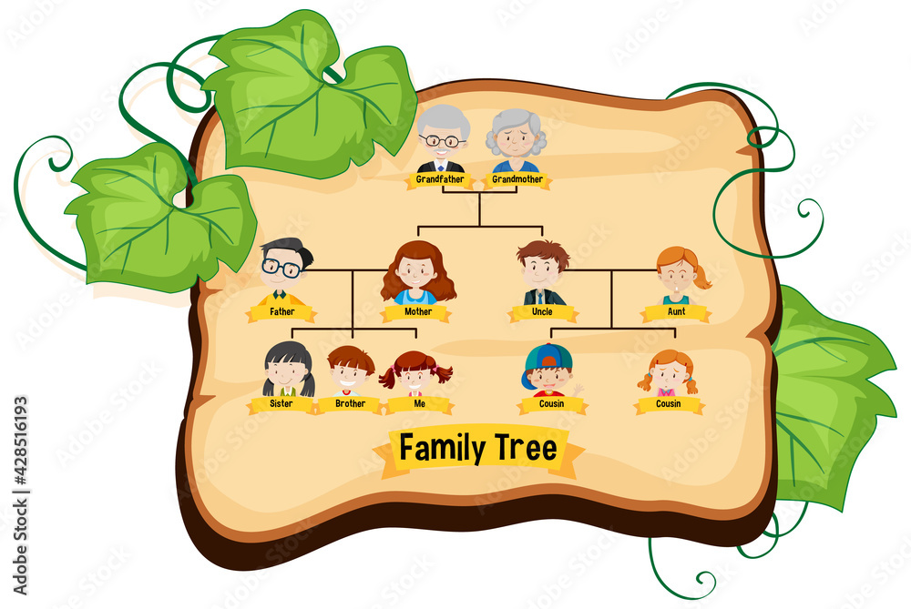 Diagram showing three generation family tree Stock Vector | Adobe Stock