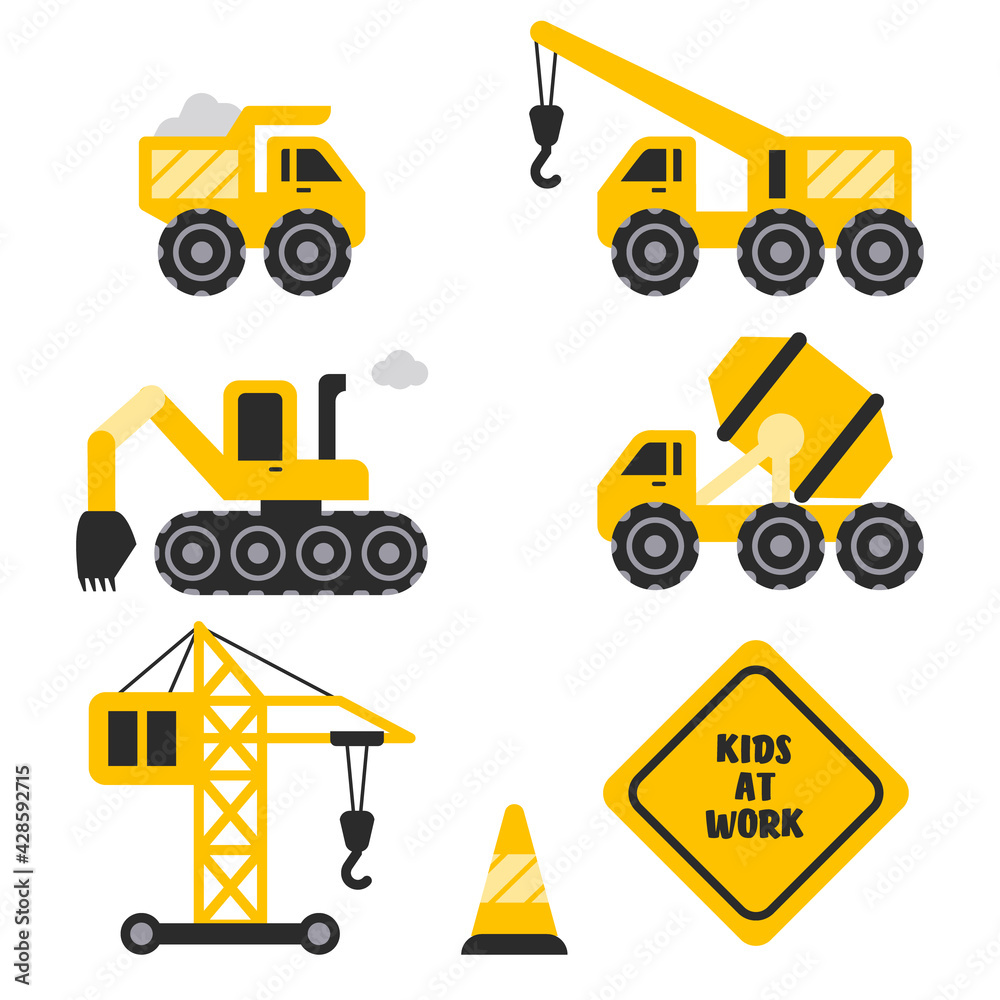 Kids Construction Cars and Trucks. Building Crane and Bulldozer ...