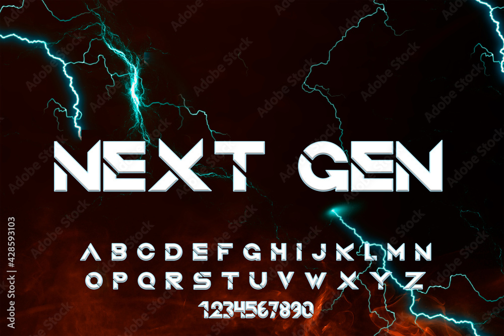 Abstract digital modern alphabet fonts. "NEXT GEN" Typography ...