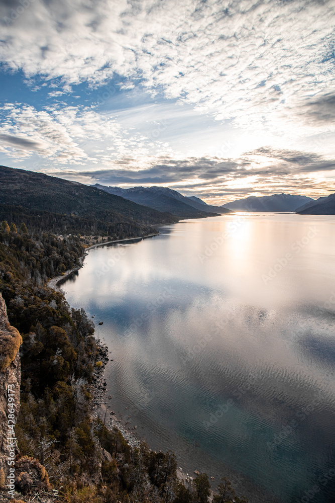 Views of Lake Traful from the pirador located in Villa Traful, on the ...