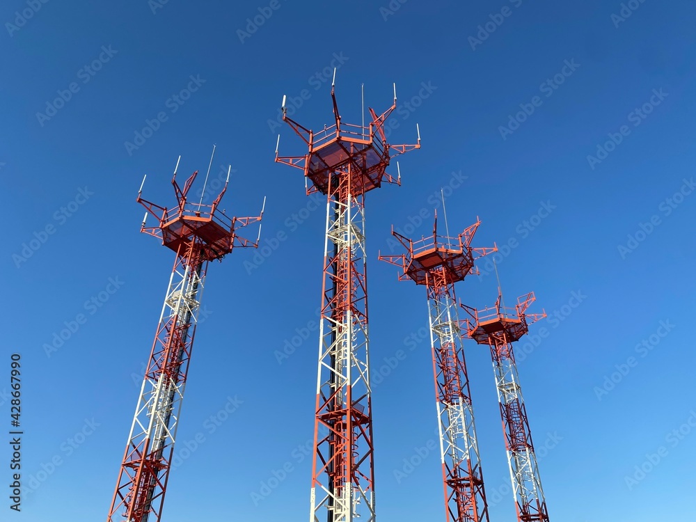 Communications Antenna towers. Radio communications for aerial ...