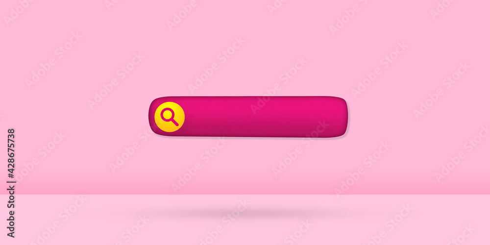 Web Search Icon 3D Rendered Pink Backdrop on Pastel background ...